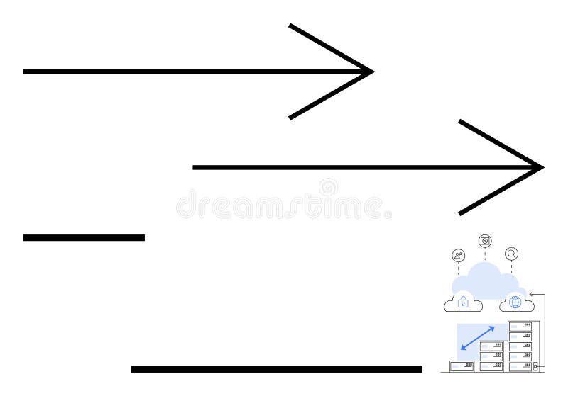 Data Transfer and Cloud Computing with System Integration and Network Flow Stock Illustration ...