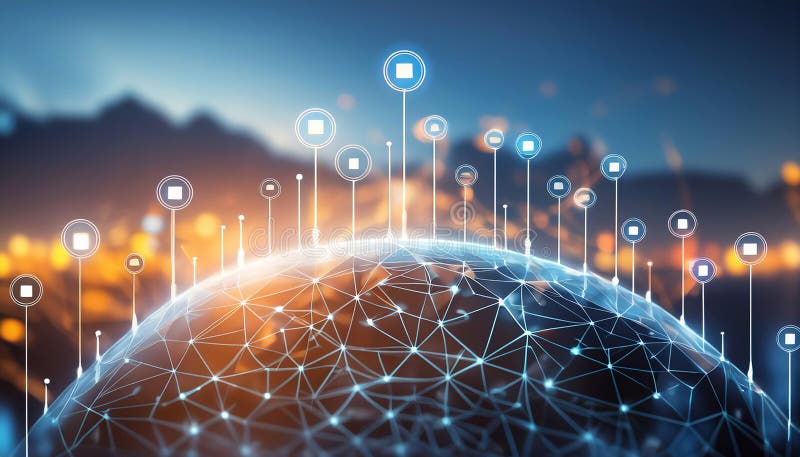 Data Transfer and Communication, Featuring Symbols of Data Flow ...