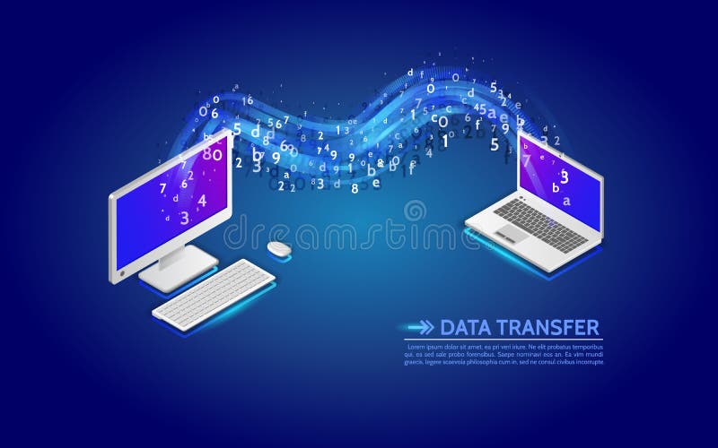 Data Transfer from Computer To Laptop. Abstract Virtual Digital Stock ...