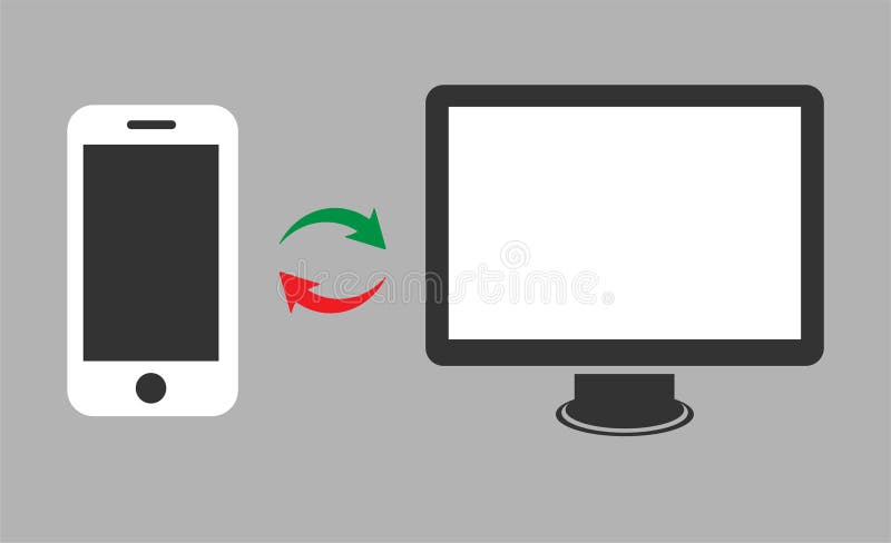 Data Transfer from Computer To Phone. Vector Illustration Stock ...