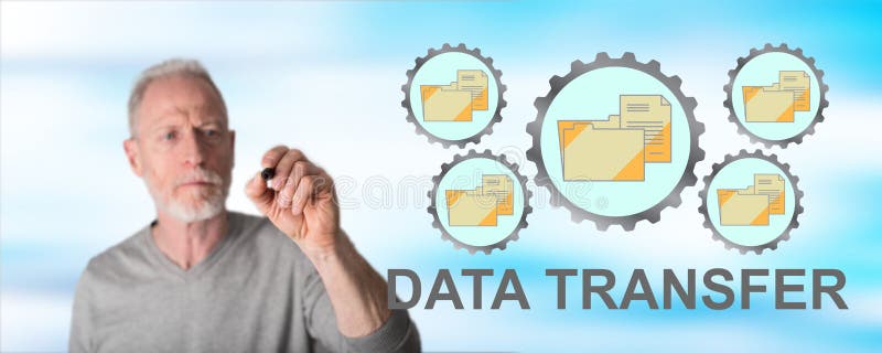Man Drawing Data Transfer Concept Stock Photo - Image of data, internet ...