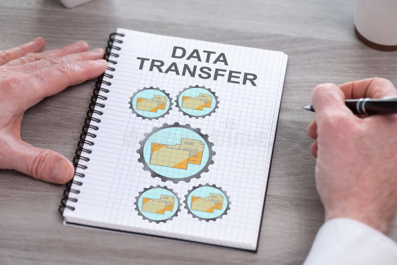 Data Transfer Concept on a Notepad Stock Image - Image of network ...