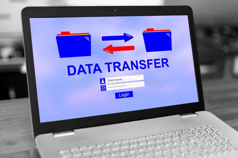 Data Transfer Concept on a Laptop Stock Photo - Image of information ...