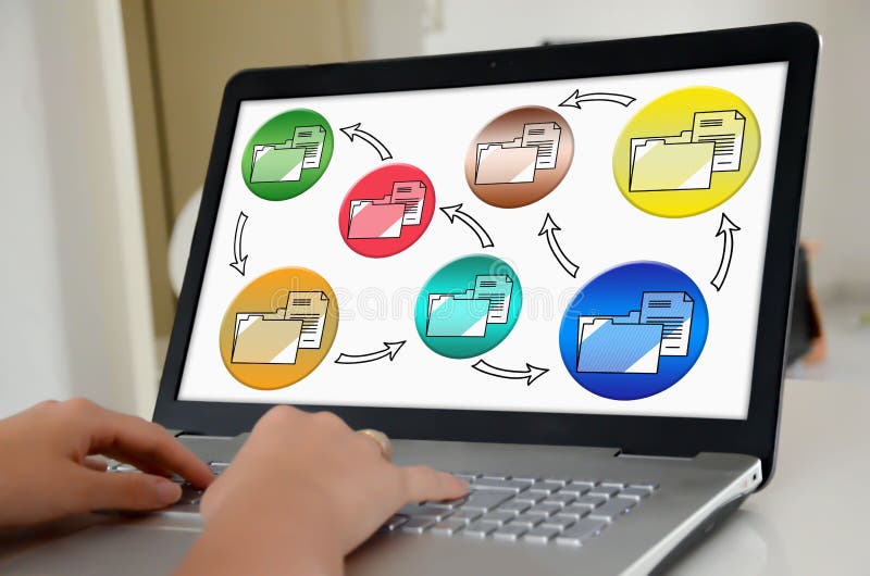 Data Transfer Concept on a Laptop Screen Stock Photo - Image of ...