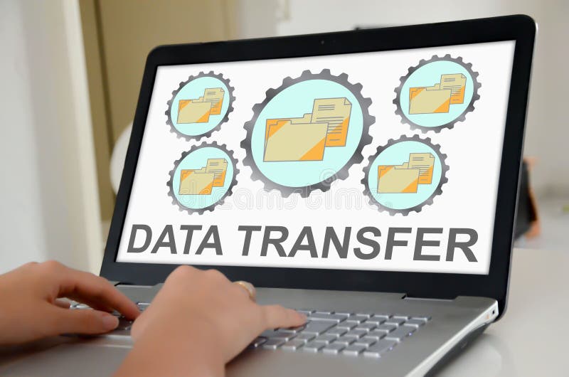 Data Transfer Concept on a Laptop Screen Stock Image - Image of ...