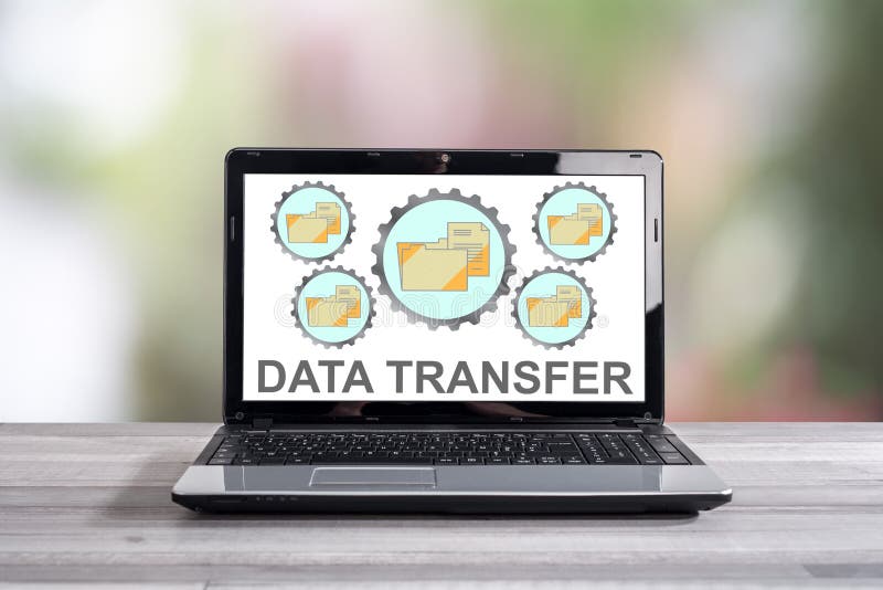 Data Transfer Concept on a Laptop Screen Stock Photo - Image of concept ...