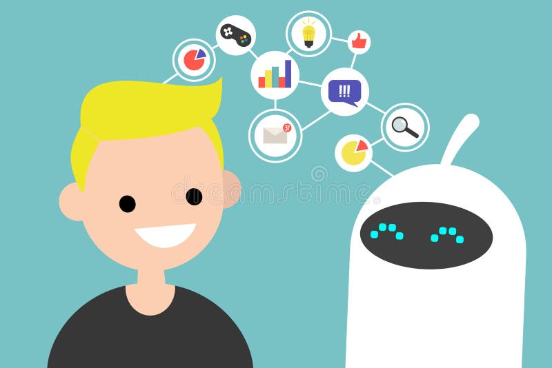 Data Transfer Conceptual Illustration. Human and Robot Communication ...