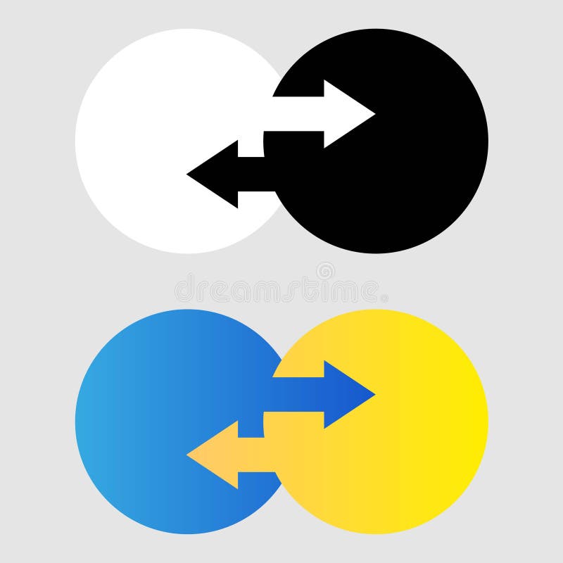 Data Transfer Icon. Two Transfer Arrows in Circle. Black and White and ...