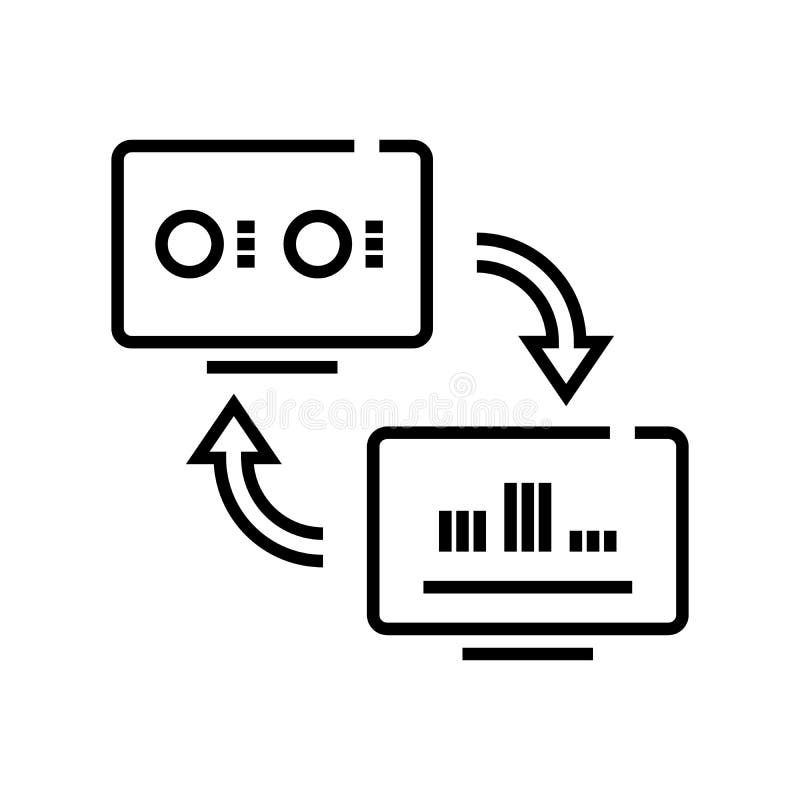 Data Transfer Line Icon, Concept Sign, Outline Vector Illustration ...
