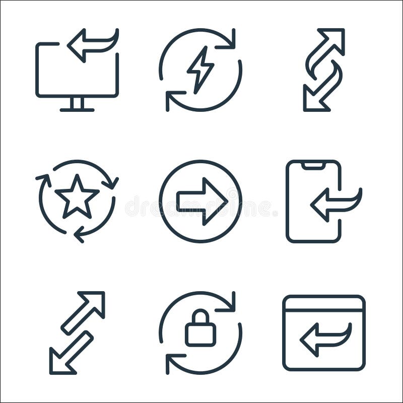Data Transfer Line Icons. Linear Set Stock Vector - Illustration of ...