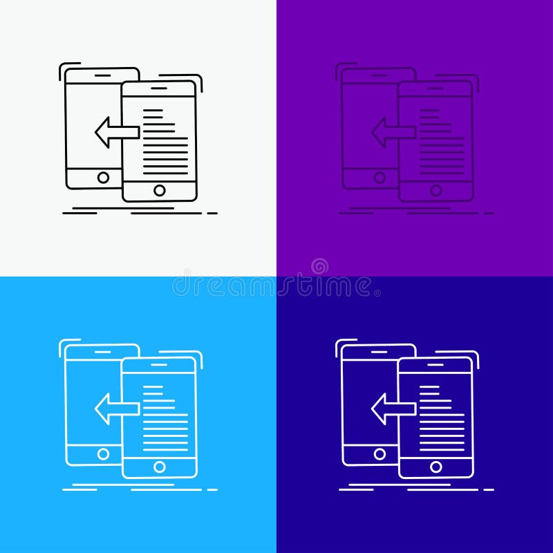 Data, Transfer, Mobile, Management, Move Icon Over Various Background ...