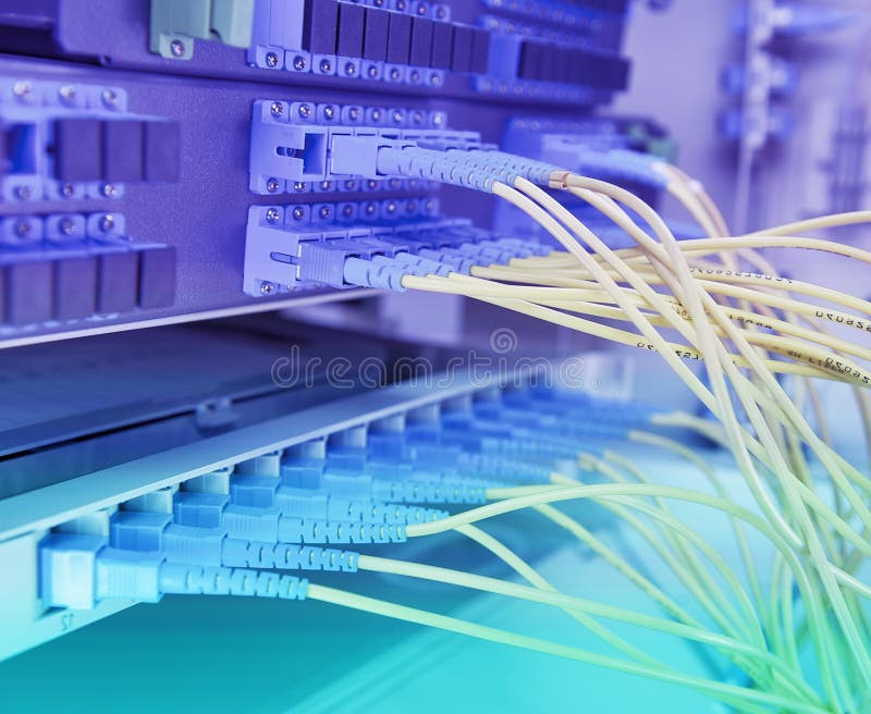 Data Transfer by Optical Fibre Stock Photo - Image of leads, datacenter ...
