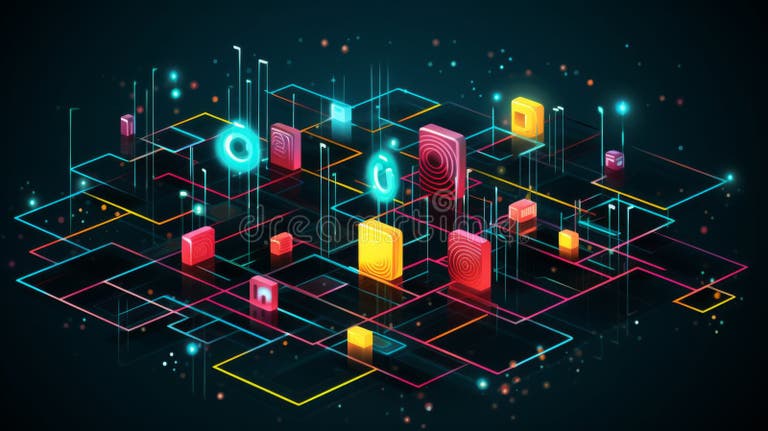 Data Transfer Process Concept. Digital Wallpaper Stock Illustration ...