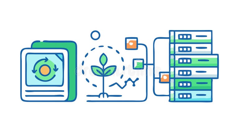 Data Transfer from Server To Tree and Computer System Vector, Vector Design Generative AI Stock ...