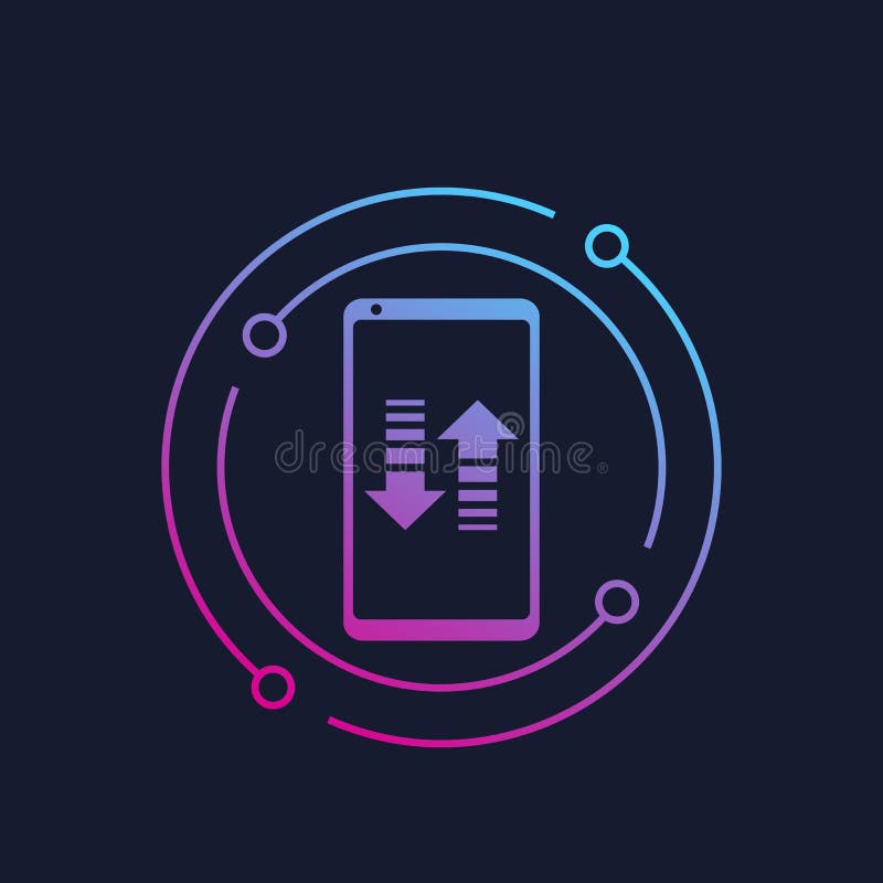 Data Transfer in Smartphone, Mobile Phone Icon Stock Vector ...
