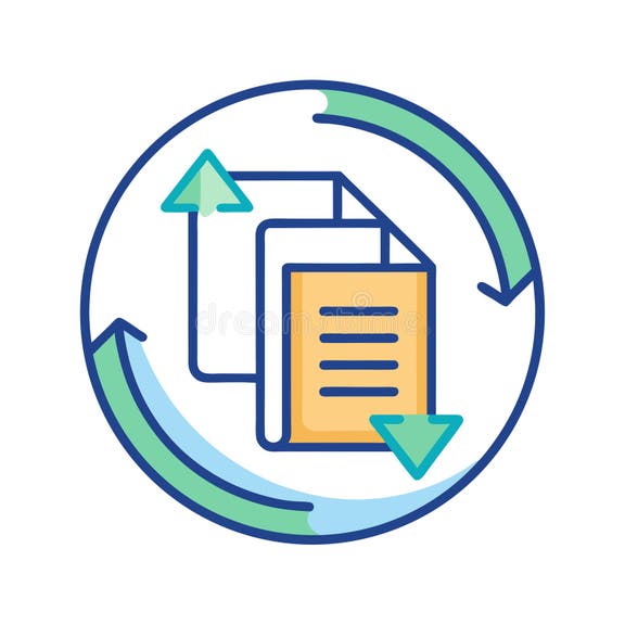 Data Transfer Symbol: Circular Arrows Around Document Icon for File Management and Processing ...