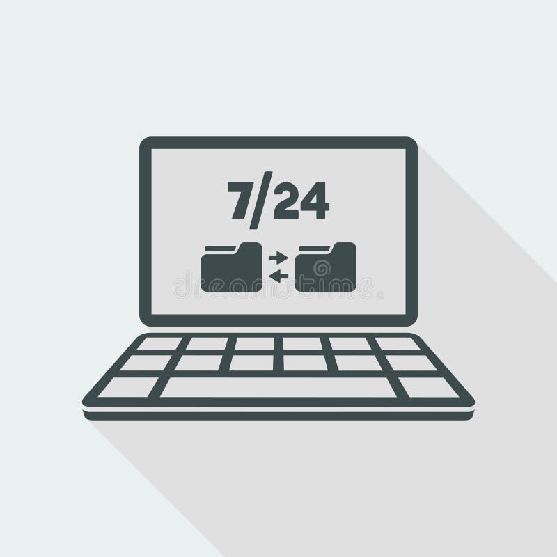 7/24 Web Data Transfer - Vector Flat Icon Stock Vector - Illustration ...