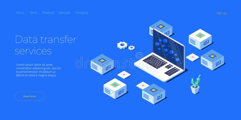 Data Transfer Via Server Isometric Vector Illustration. Abstract Stock ...