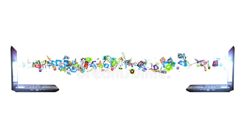 Data Transferring Concept. Exchange of Data between Computers Stock ...