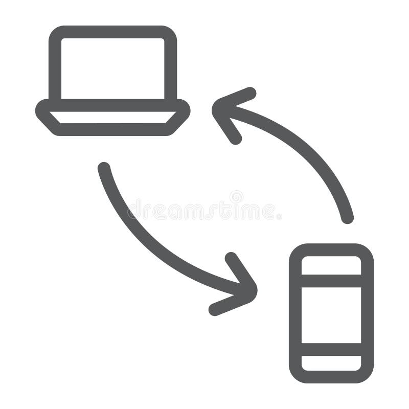 Data Transferring from Laptop To Smartphone Line Icon, Technology and ...