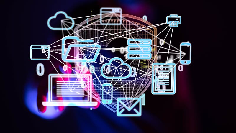 A Data Transmission Channel. Motion of Digital Data Flow. Transferring ...