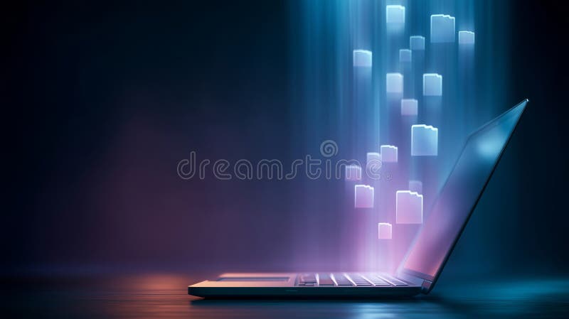 Data Transmission from Laptop Stock Image - Image of binary, device ...