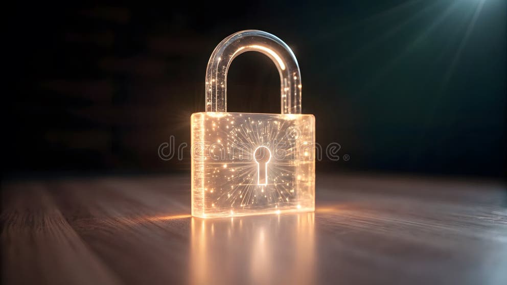 Data Transparency and Trust Glowing Transparent Lock Symbolizes Data ...