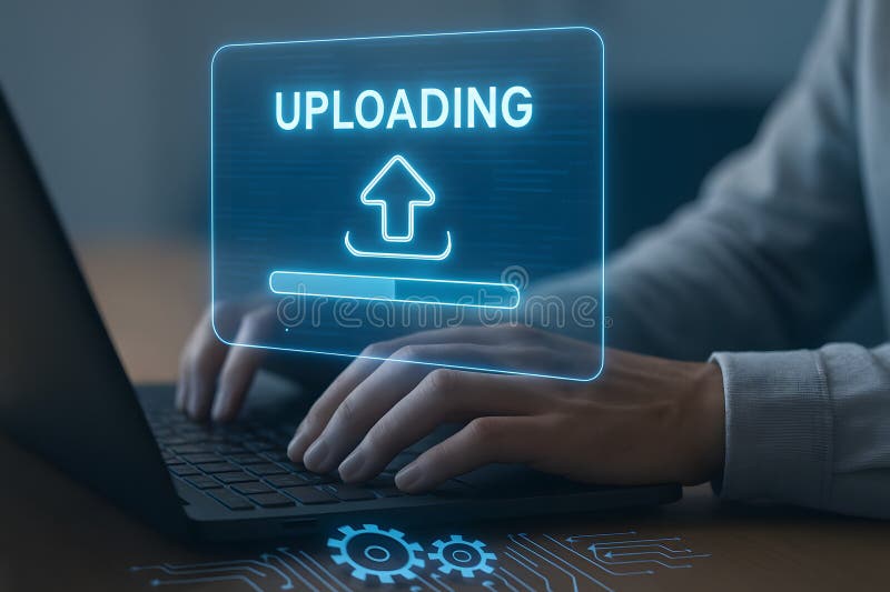 Data Upload in Progress: Futuristic Interface Stock Illustration ...