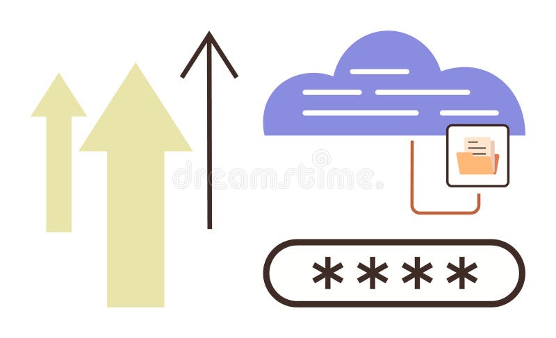 Data Upload and Security with Password Access and Cloud Storage Connections Stock Illustration ...