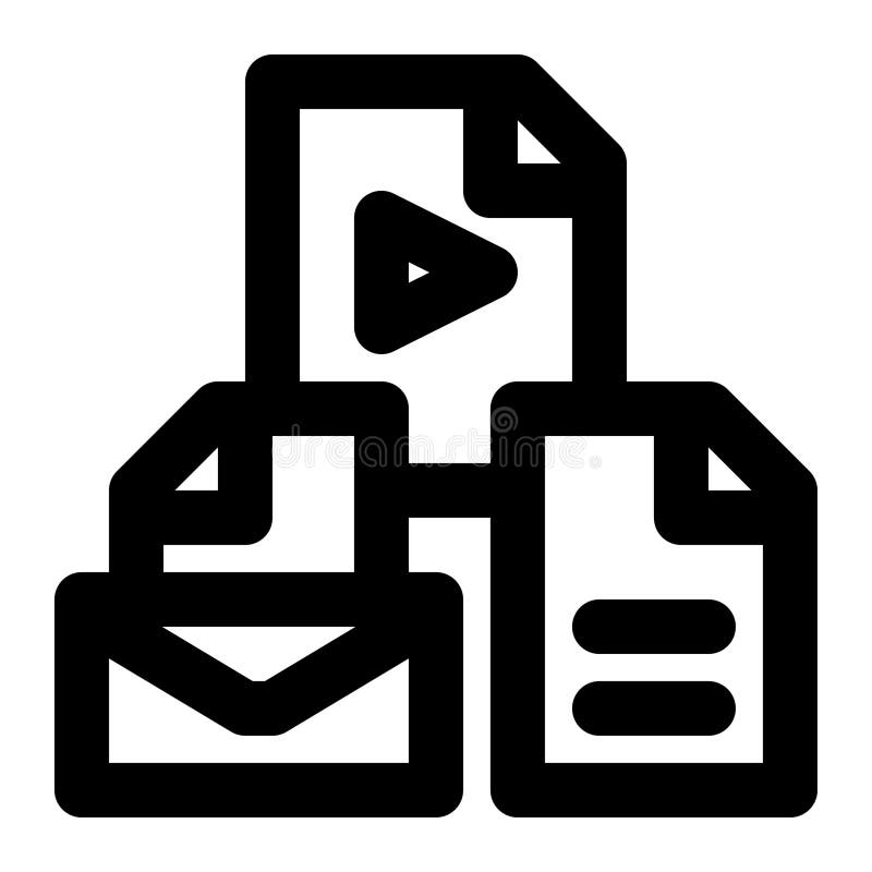 Data Variety, Multiple Files Outline Icon Stock Illustration ...