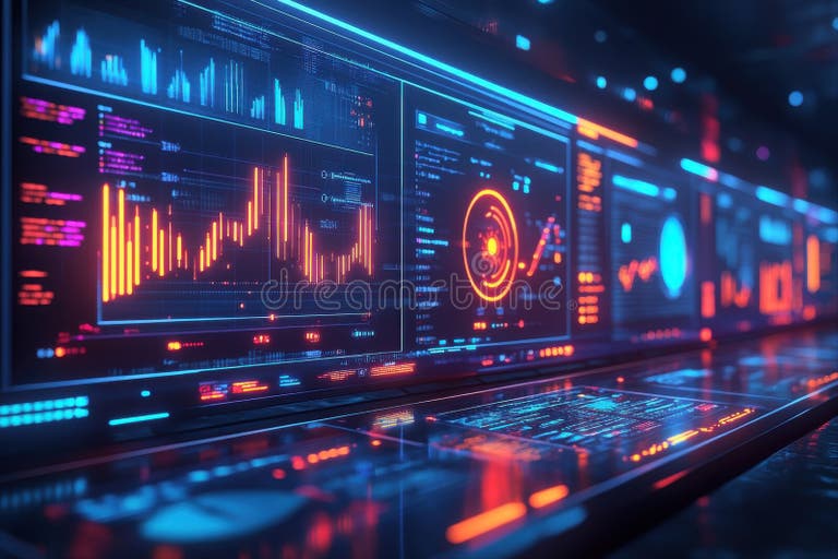 Data Visualization Analysis for Business Growth Digital Workspace Infographic High-tech ...