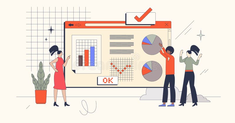 Data Visualization As Showing Information in Charts Retro Tiny Person ...