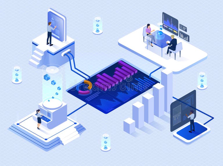 Data Visualization. Banner with Office Workers or Entrepreneurs ...