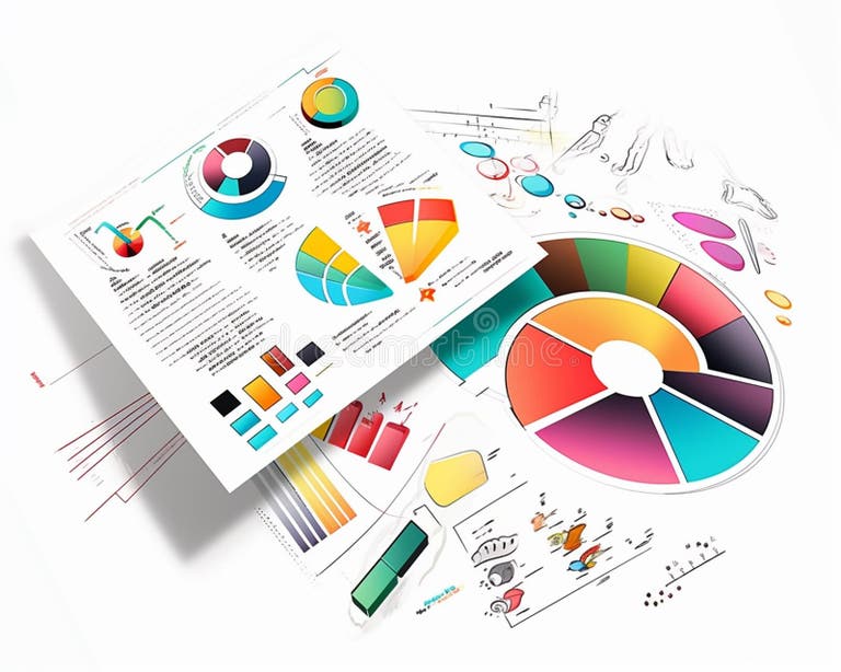 Data Visualization Chart Diagram, Colorful Illustration with White ...