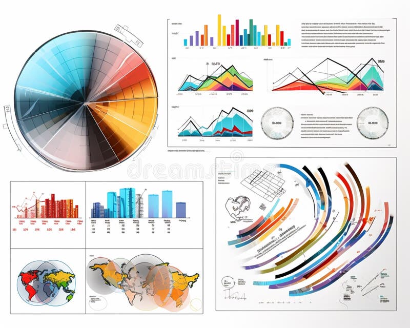 Data Visualization Chart Diagram, Colorful Illustration with White ...