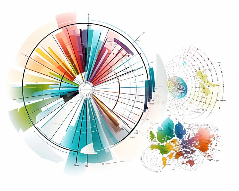 Data Visualization Chart Diagram, Colorful Illustration with White ...