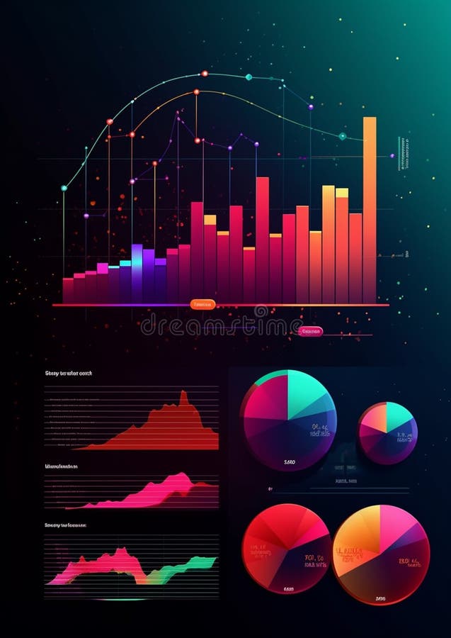 Data Visualization Charts Diagrams, Vibrantly Illustration with ...