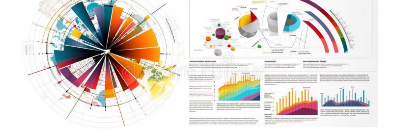 Data Visualization Charts Diagrams, Vibrantly Illustration with White ...
