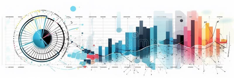Data Visualization Charts Diagrams, Vibrantly Illustration with White ...
