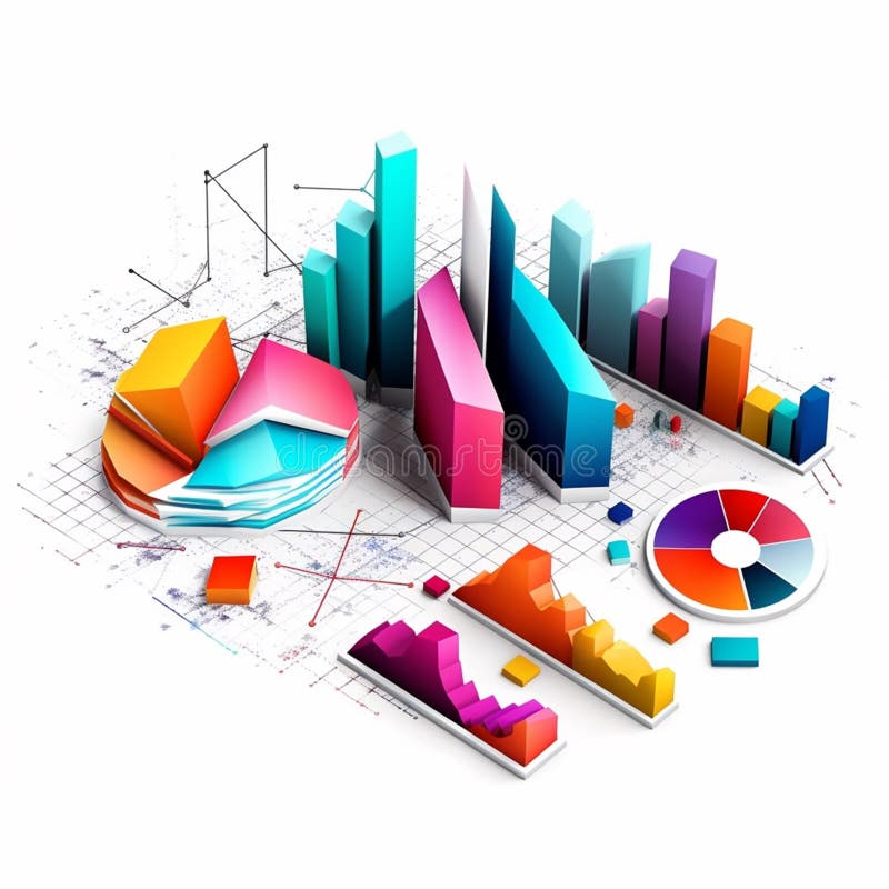 Data Visualization Charts Diagrams, Vibrantly Illustration with White ...