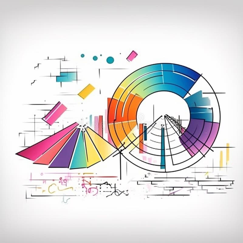 Data Visualization Charts Diagrams, Vibrantly Illustration with White ...
