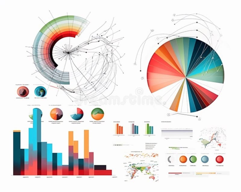 Data Visualization Charts Diagrams, Vibrantly Illustration with White ...