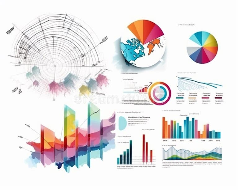 Data Visualization Chart Diagram, Colorful Illustration with White ...