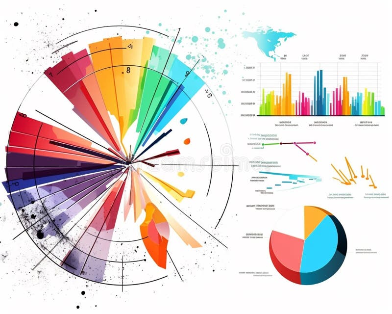 Data Visualization Chart Diagram, Colorful Illustration with White ...