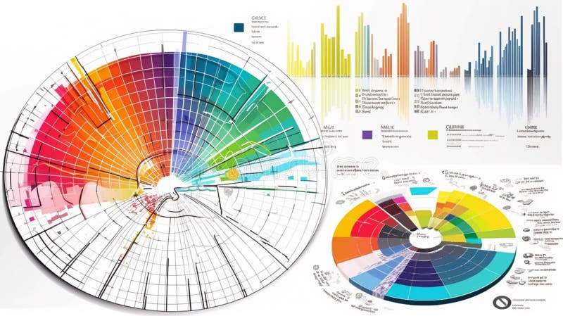Data Visualization Charts Diagrams, Vibrantly Illustration with White ...