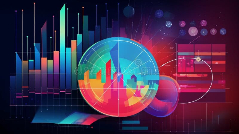 Data Visualization Charts Diagrams, Vibrantly Illustration with ...