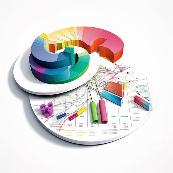 Data Visualization Charts Diagrams, Vibrantly Illustration with White ...