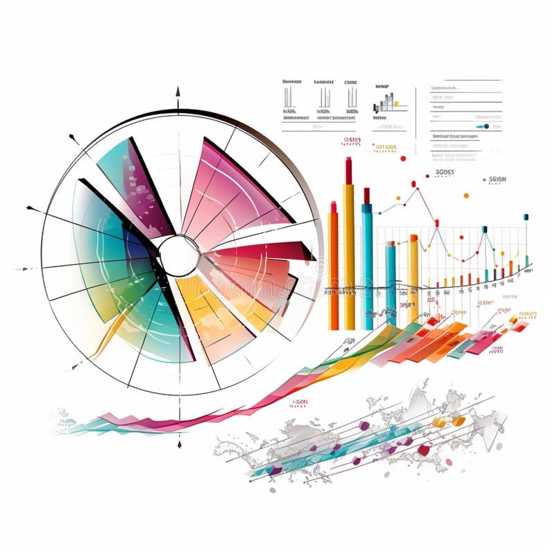 Data Visualization Charts Diagrams, Vibrantly Illustration with White ...