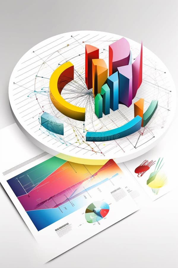 Data Visualization Charts Diagrams, Vibrantly Illustration with White ...