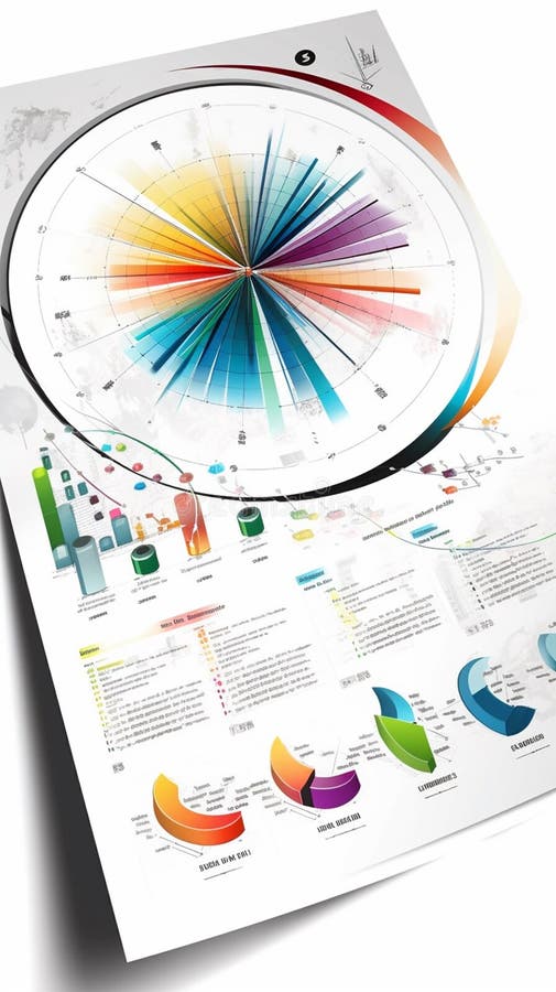 Data Visualization Charts Diagrams, Vibrantly Illustration with White ...